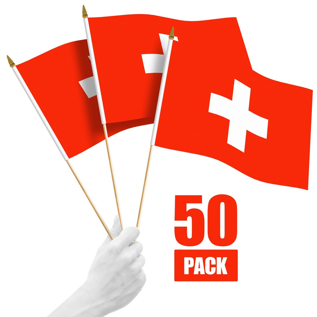 50 Pack Switzerland Swiss Stick Flags: 12x18" Polyester - Etsy
