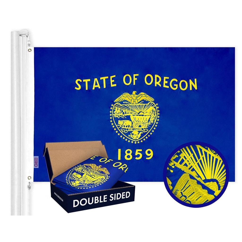 Oregon State Flag 210D Embroidered Polyester 3x5 Ft - Double Sided 2ply ...