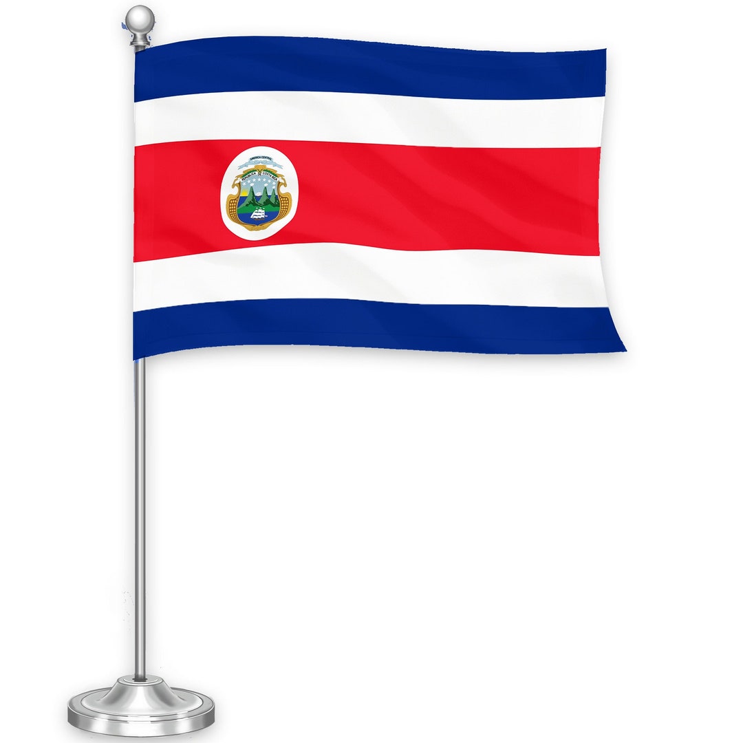 G128 Costa Rica Costa Rican Deluxe Desk Flag Set | 8.5x5.5 in | Printed ...