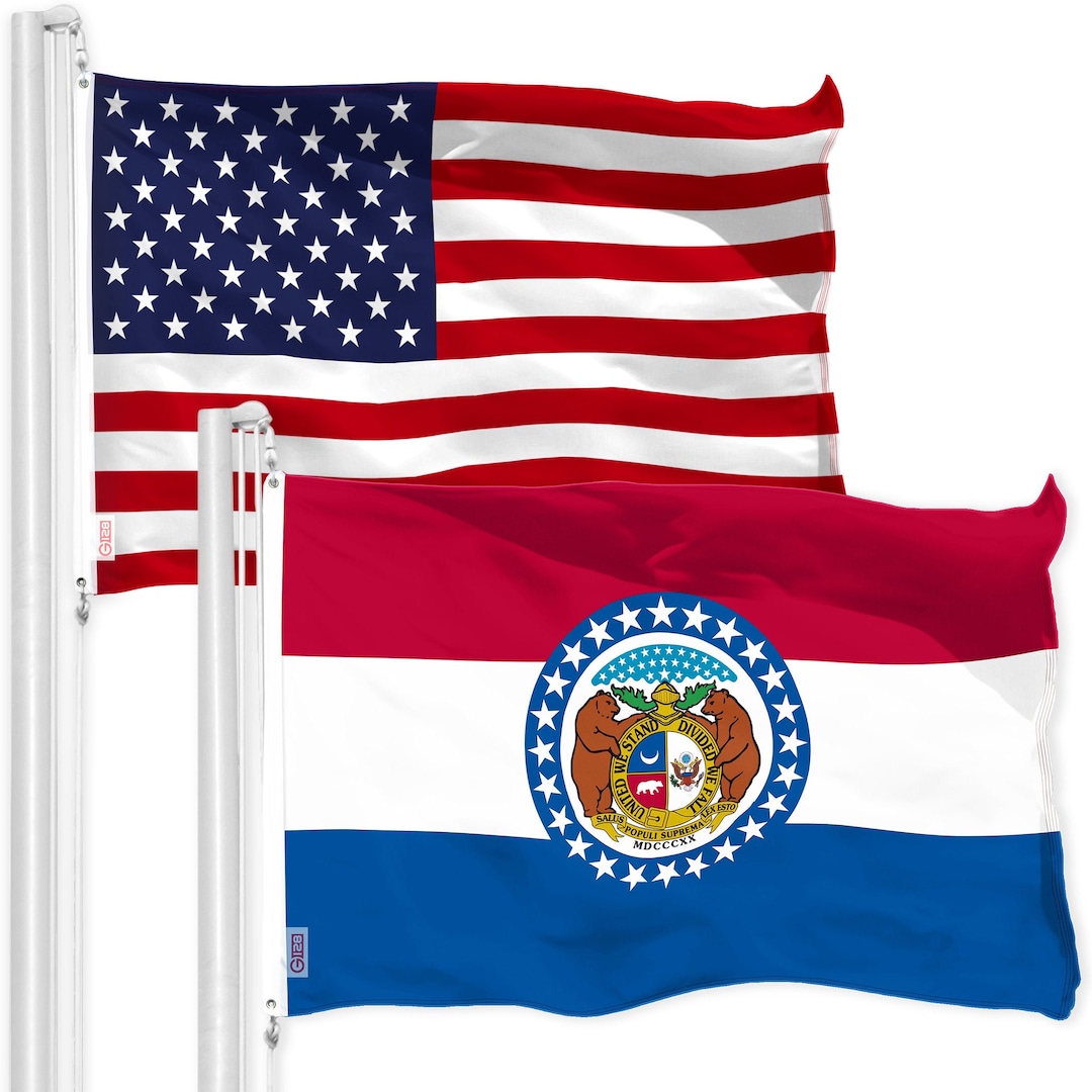 G128 Combo Pack: American USA Flag 3x5 Ft & Missouri Flag 3x5 Ft, Both ...