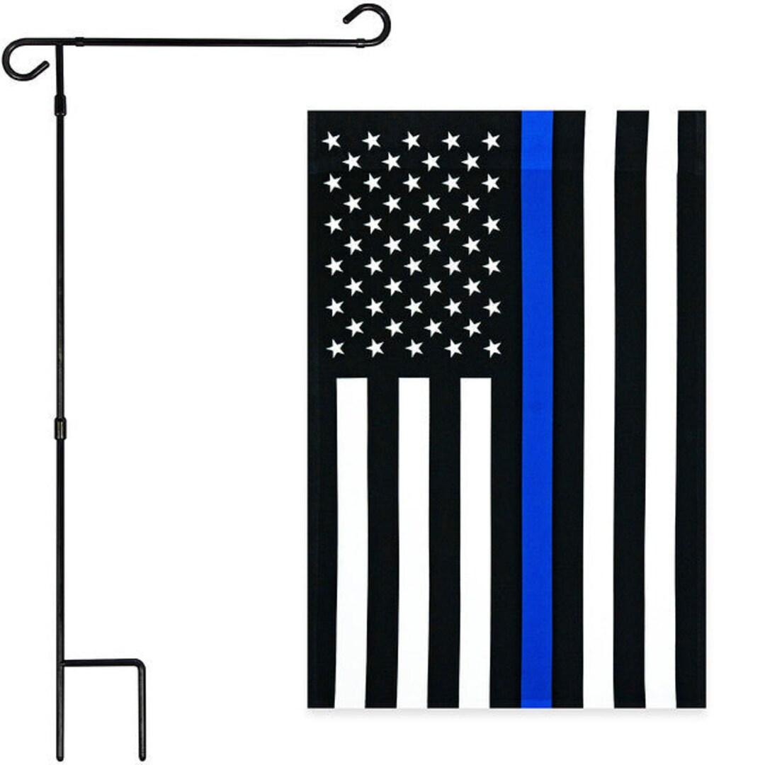 Thin Blue Line Garden Flag With Black Metal Stand (12x18 Inch) - Etsy