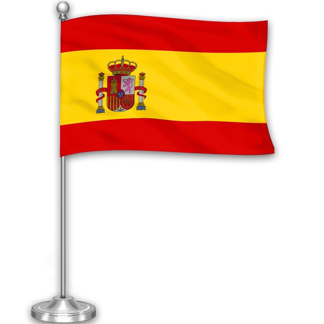G128 Spain Spanish Deluxe Desk Flag Set | 8.5x5.5 in | Printed 300D ...
