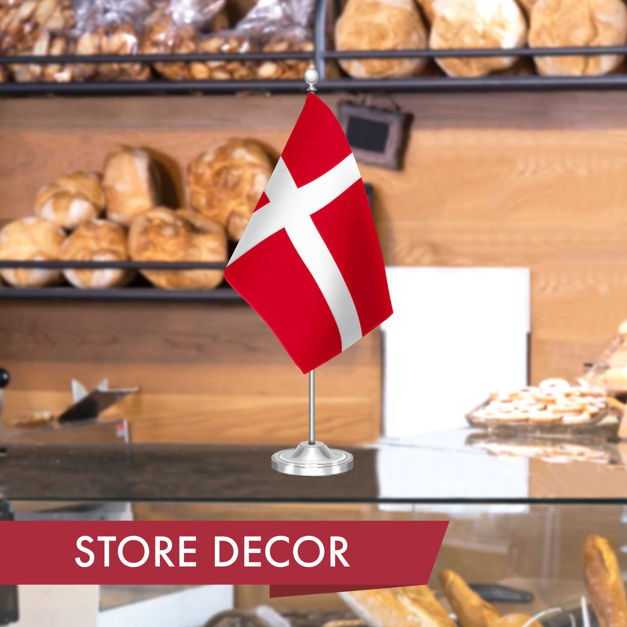 Danish Desk Flag: Denmark Deluxe Set With Metal Pole - Etsy