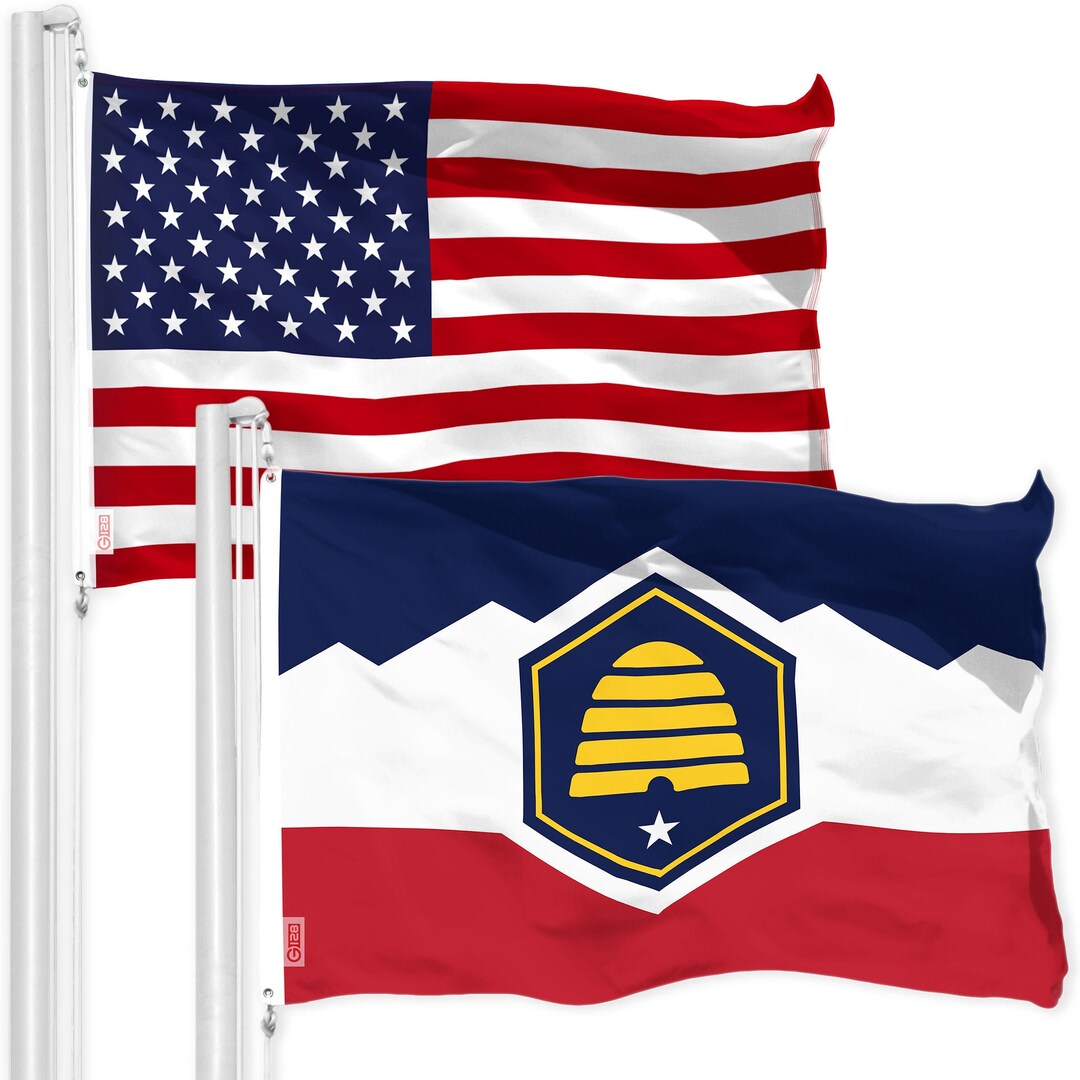 G128 Combo Pack: American USA Flag 3x5 Ft & Utah 2023 New Version UT ...