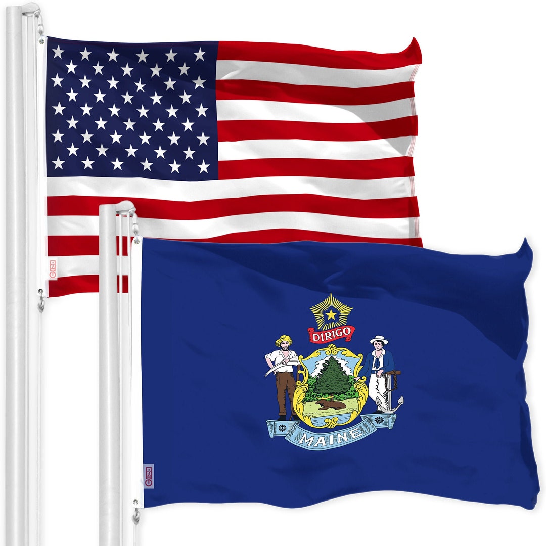 USA & Maine State Flag Combo Pack: 3x5 Ft Polyester Flags - Etsy