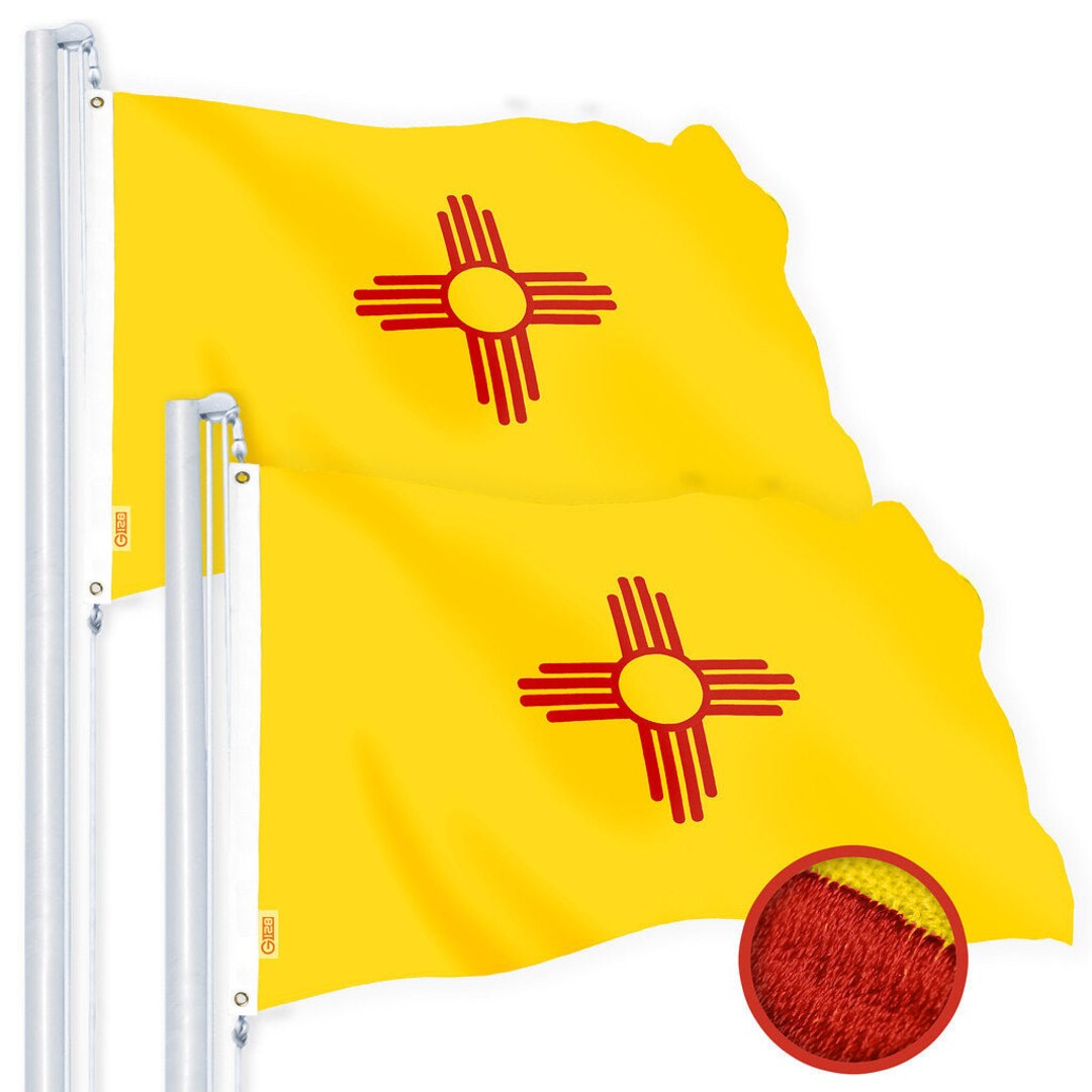 G128 2 Pack: New Mexico NM State Flag | 3x5 Ft | Embroidered 220GSM ...