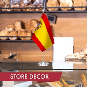 G128 Spain Spanish Deluxe Desk Flag Set | 8.5x5.5 in | Printed 300D ...