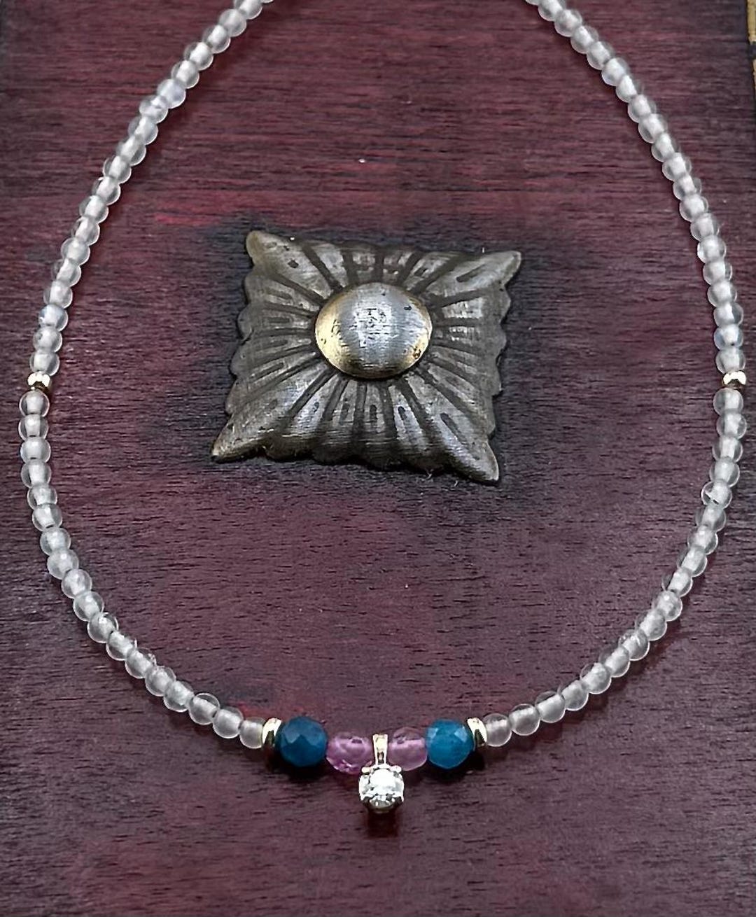 Trans Pride Necklace | 14K Solid Gold With Lab Diamond, Aquamarine ...