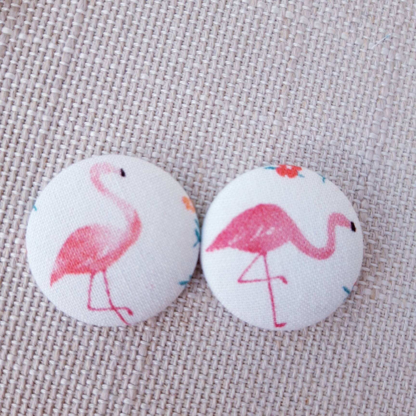 Flat back buttons 28mm buttons Flamingo Buttons | Etsy