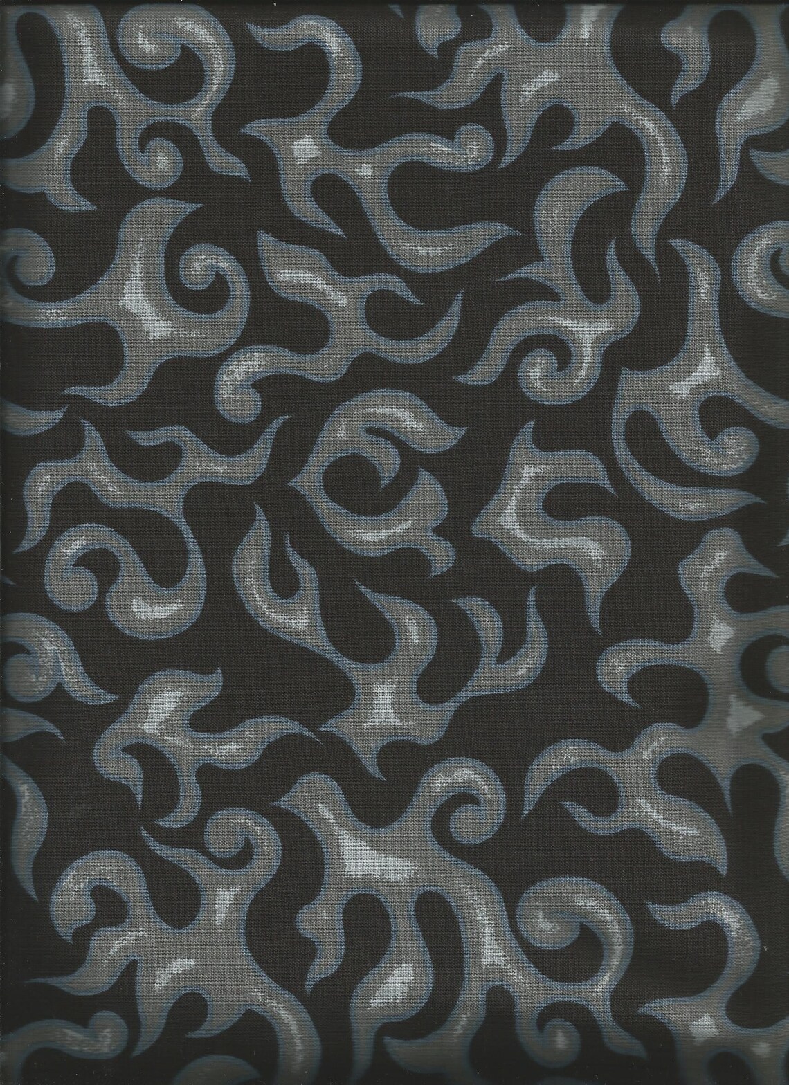 Gray Flame Fabric Gray Fire Flame on Black Cotton Fabric | Etsy