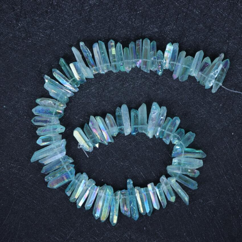 15.5 inches Raw Rainbow Cyan Quartz Points Mystic Aura Crystal | Etsy