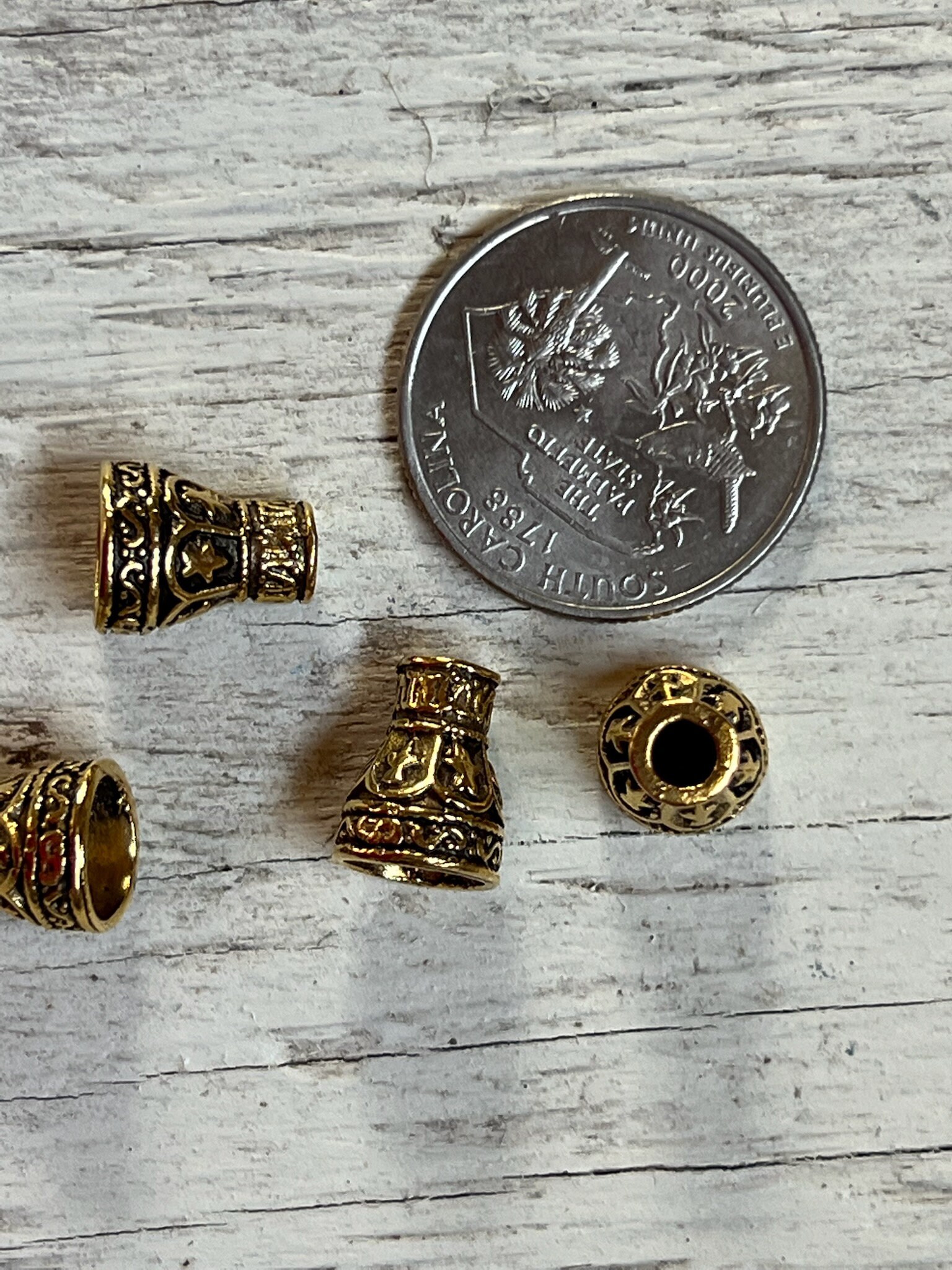 10+ Antique Gold Metal Bead Caps, 12 Mm Tibetan Style Carved Cone Bead ...