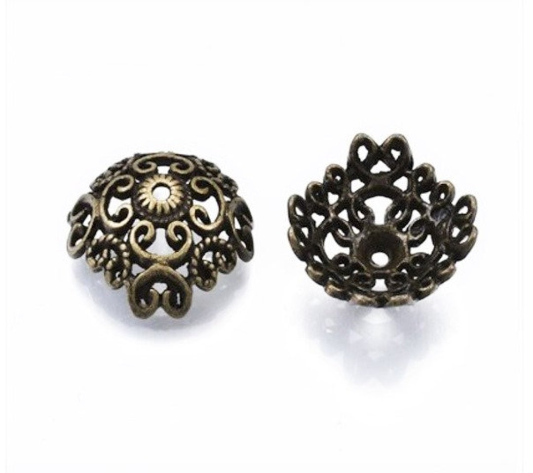 10+ Large Bronze Filigree Caps, Antique Bronze Filigree Bead Caps ...