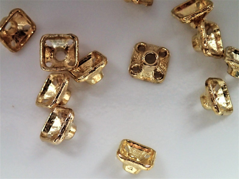 50 Bead Caps Gold Plated Square Tibetan Style Bead Caps - Etsy