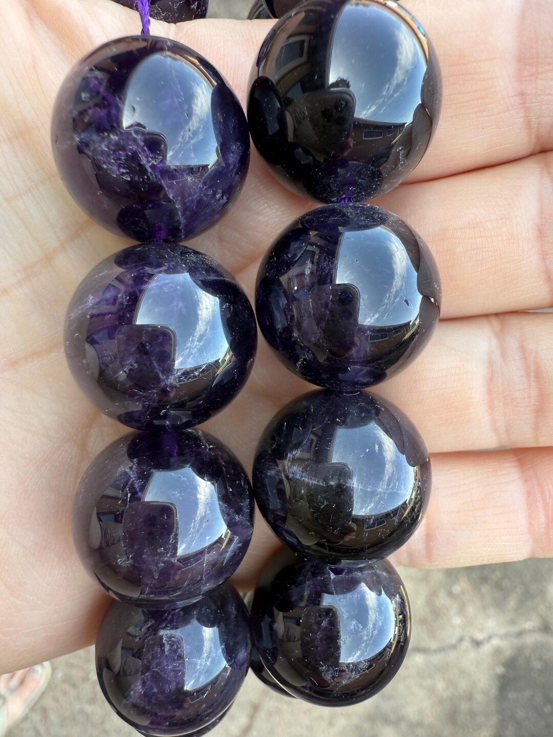 1+ String of 20, 18, 14 Mm Natural Amethyst Round Beads, Large Purple ...