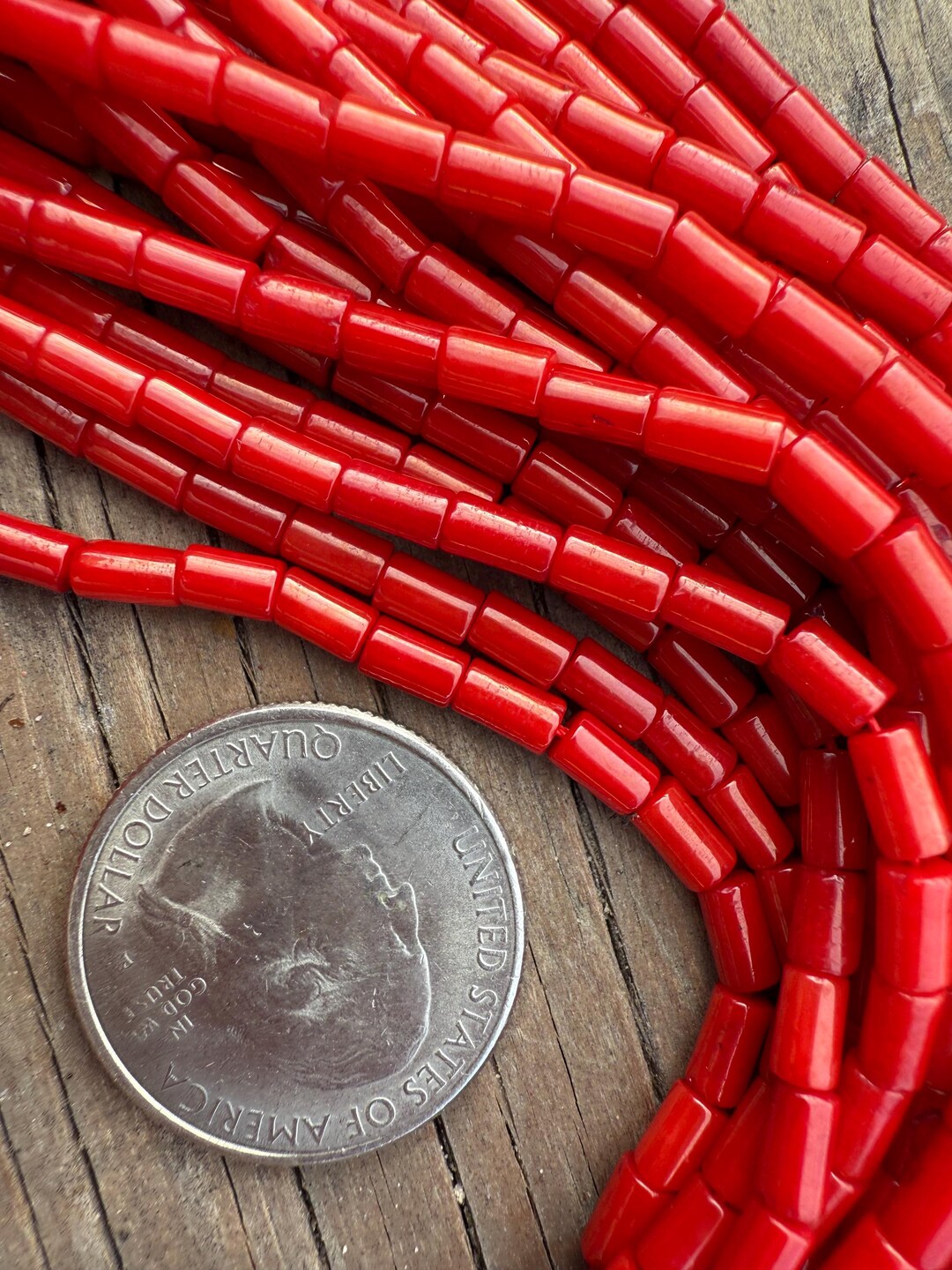 1+ Strand 5 Mm Coral Red Tube Beads; Natural Bamboo Coral Column Beads ...
