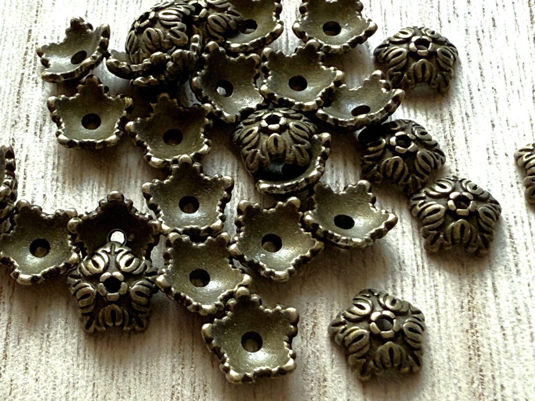 50+ Antique Bronze Star Shape 10 Mm Bead Caps, Tibetan Style Bronze ...