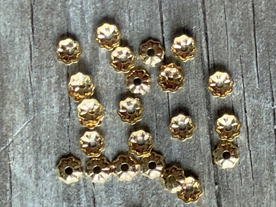 20+ Tiniest Gold Plated 3 Mm Metal Bead Caps, Very Small Bead Caps for ...