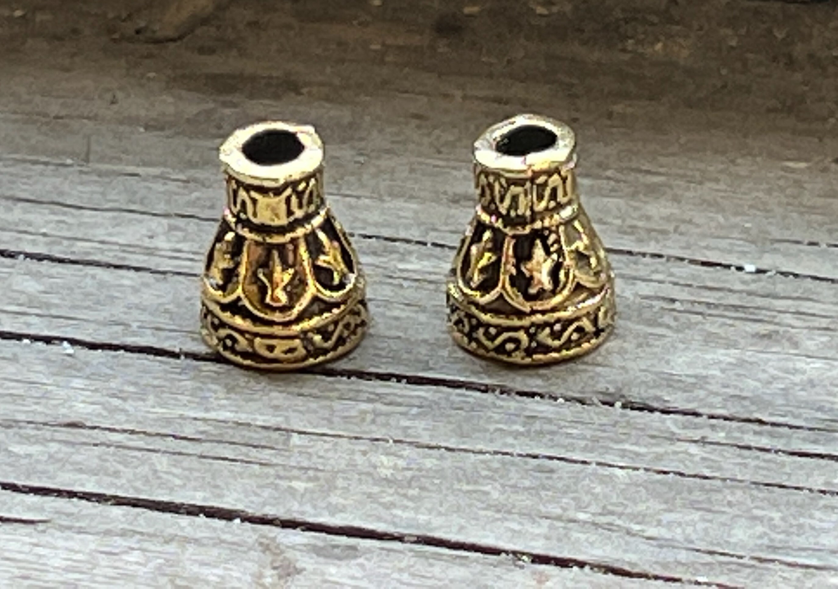 10+ Antique Gold Metal Bead Caps, 12 Mm Tibetan Style Carved Cone Bead ...