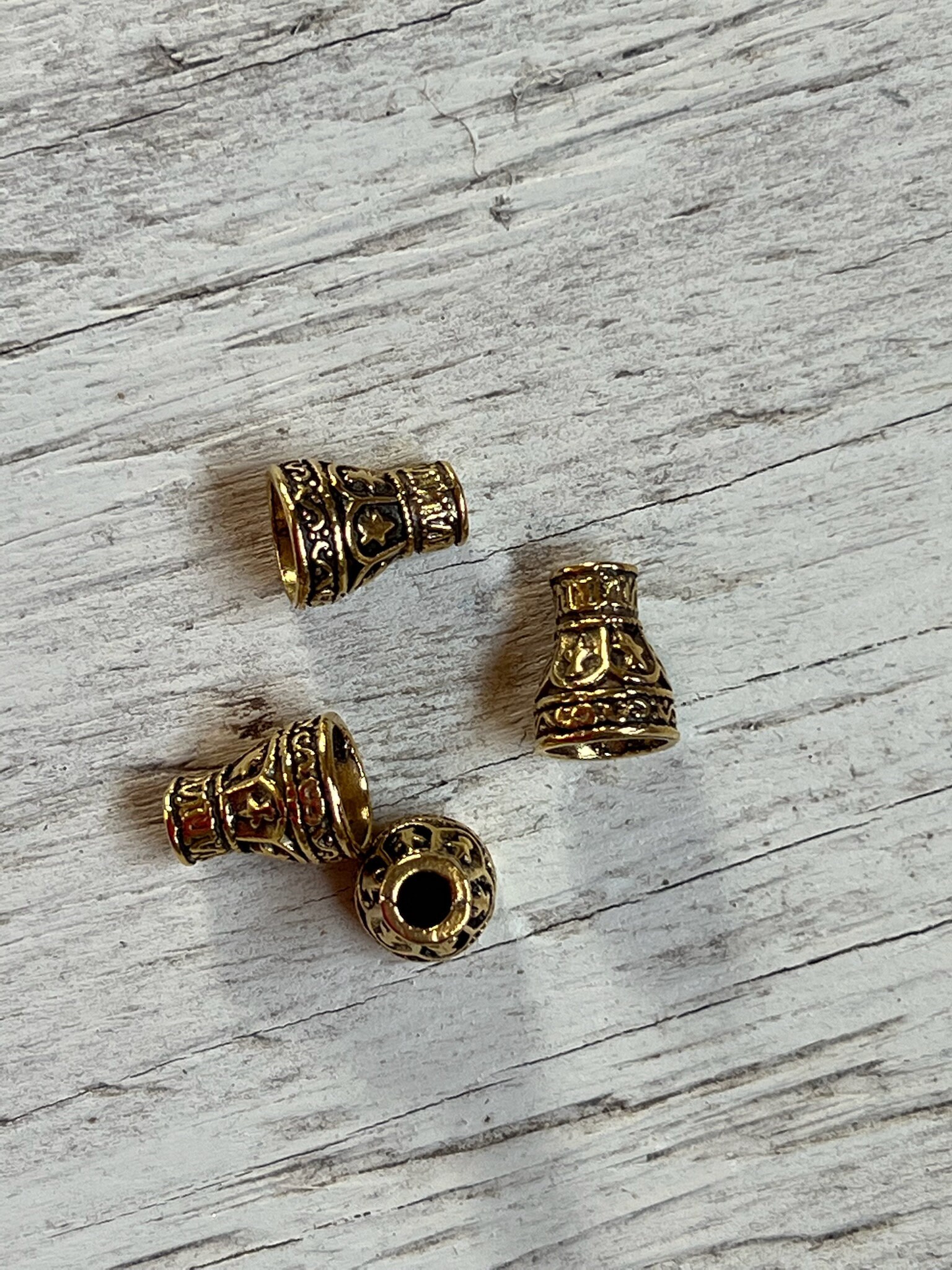 10+ Antique Gold Metal Bead Caps, 12 Mm Tibetan Style Carved Cone Bead ...