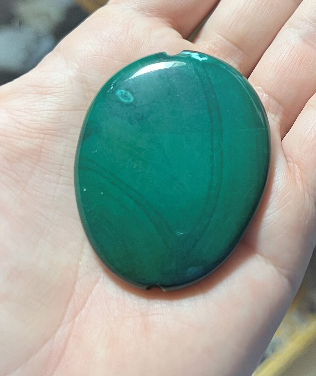 Very Large Focal Green Gemstone Beads, Large Green Opaque Agate Veins ...