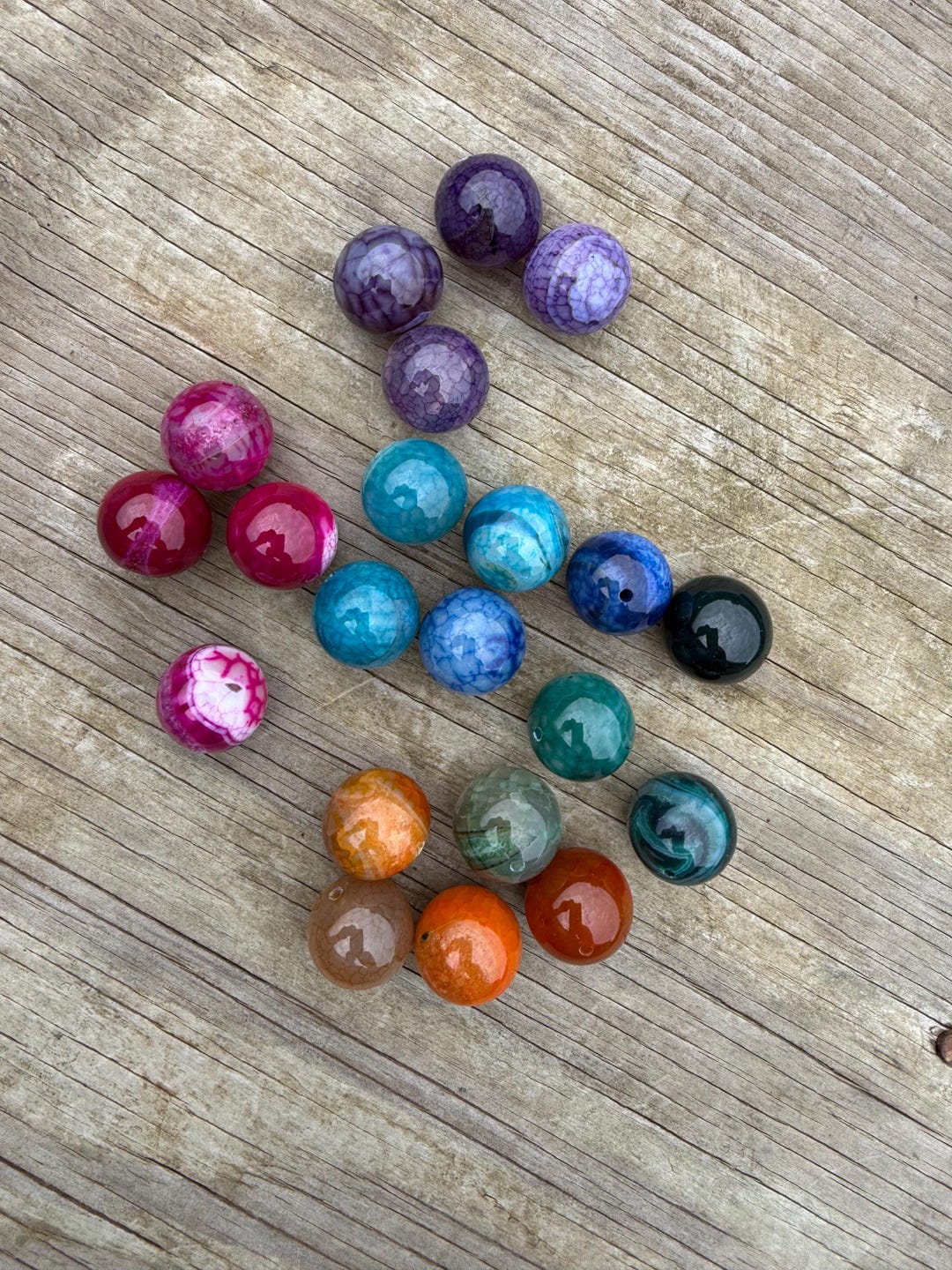 24 Large 20 Mm Agate Round Blue Beads - Etsy