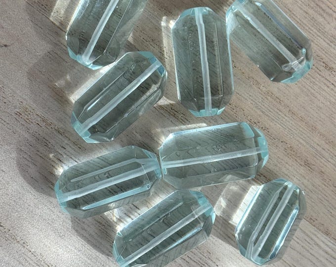 3+ Crystal Large Blue Translucent Prism Glass Beads, 25-27mm Blue ...