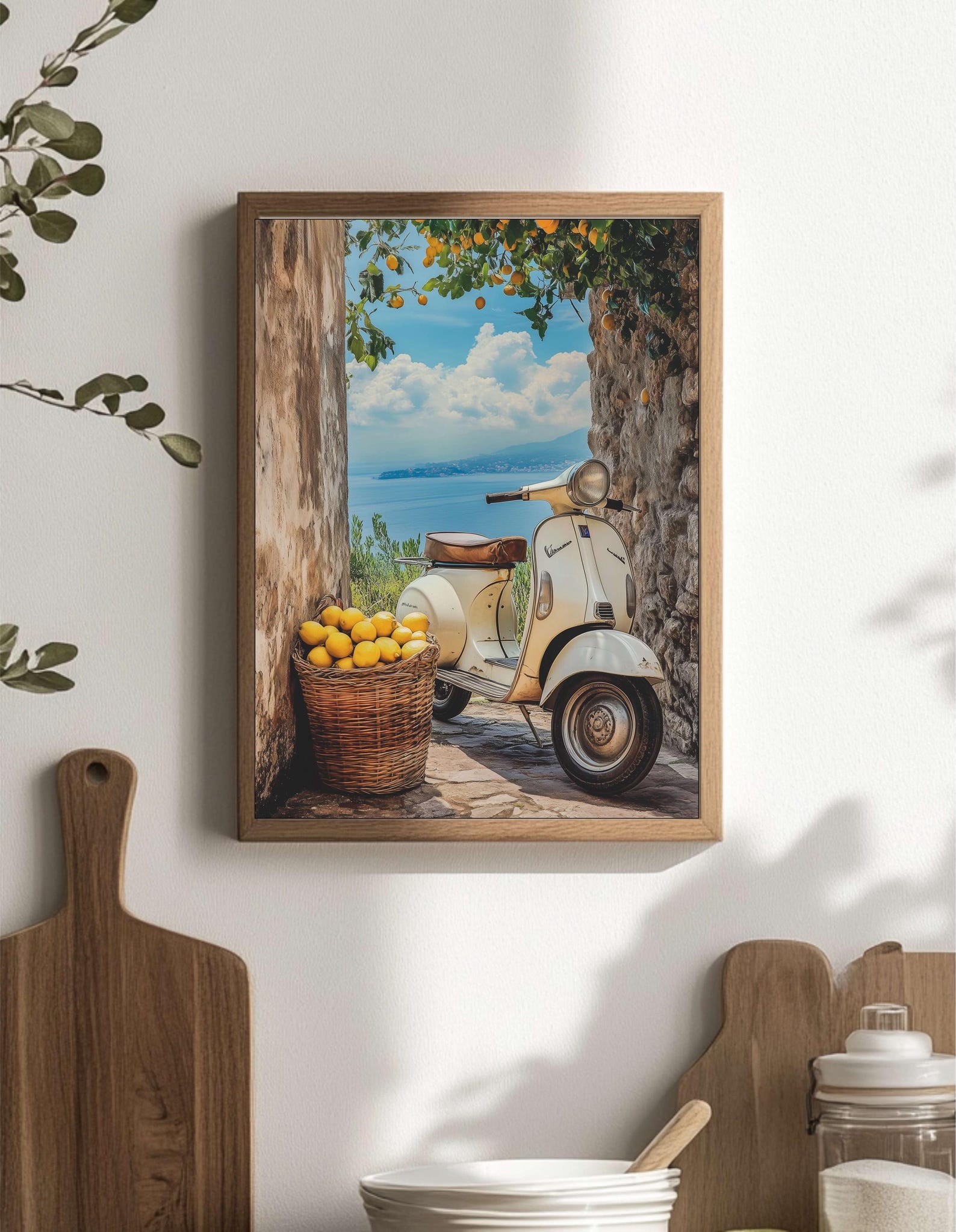 Lemon Scooter Art Print | Retro Italian Kitchen Decor (digital Download ...
