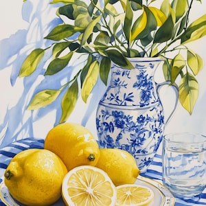 Set of 3 Mediterranean Italian Lemon Themed Printable Posters ...