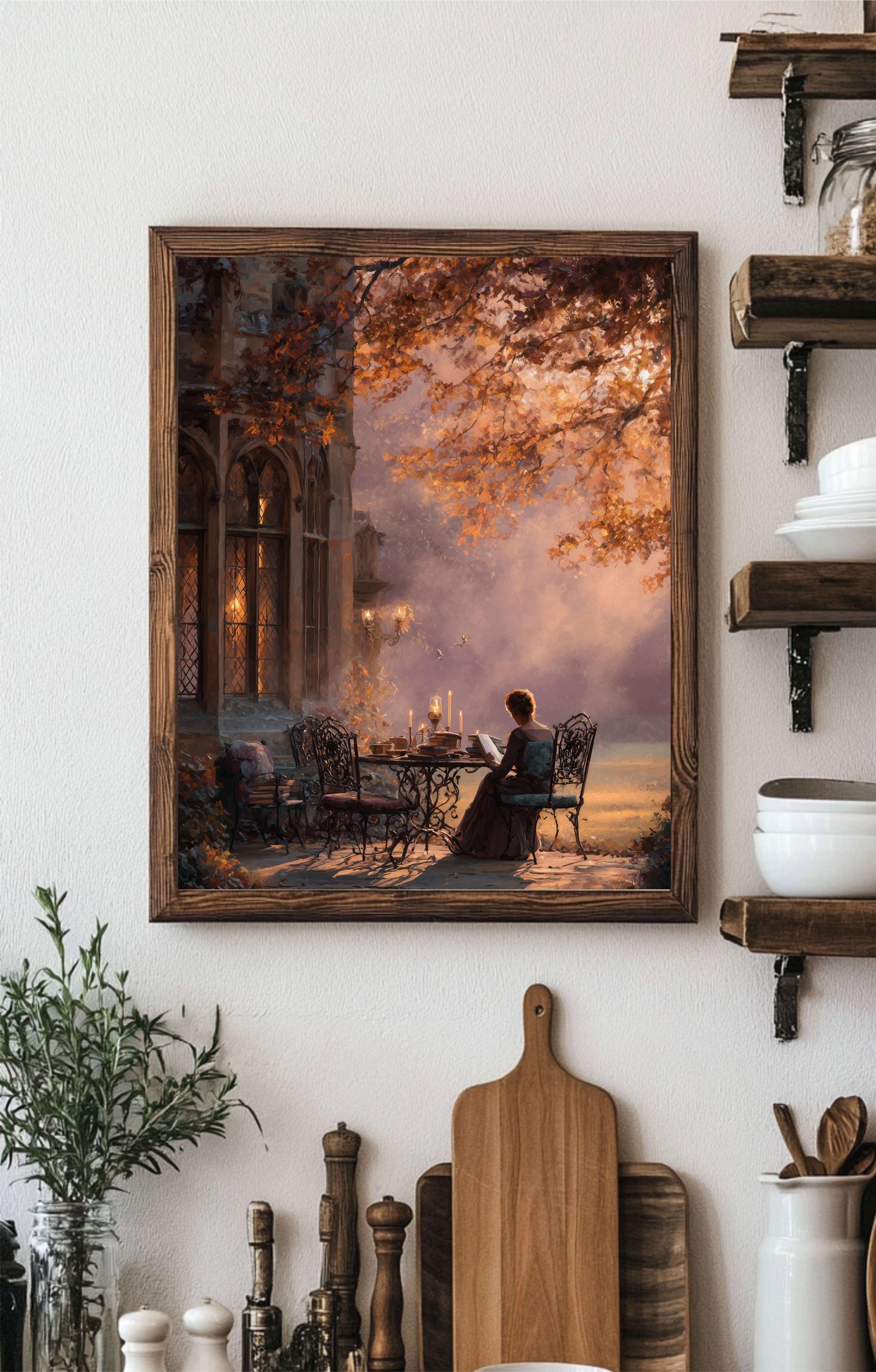Cozy Autumn Sunset Reading Scene | Vintage Woman Reading in Garden ...
