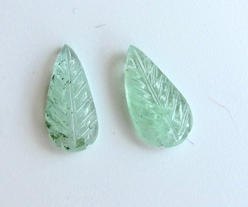 Carved Emerald Leaf Pair 5.0cts - Etsy