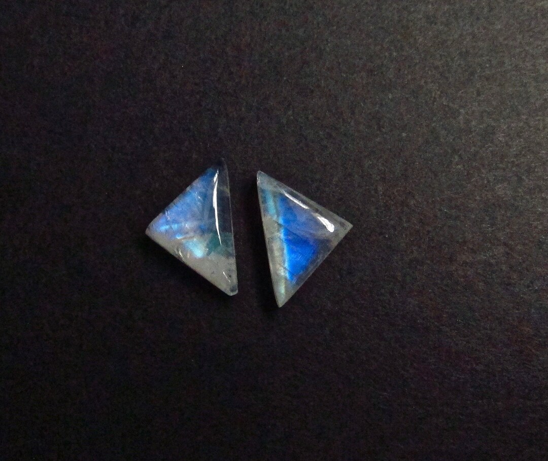 Pair of Rainbow Moonstone Triangle Cabochon 5.3ctw 13mm 14mm - Etsy