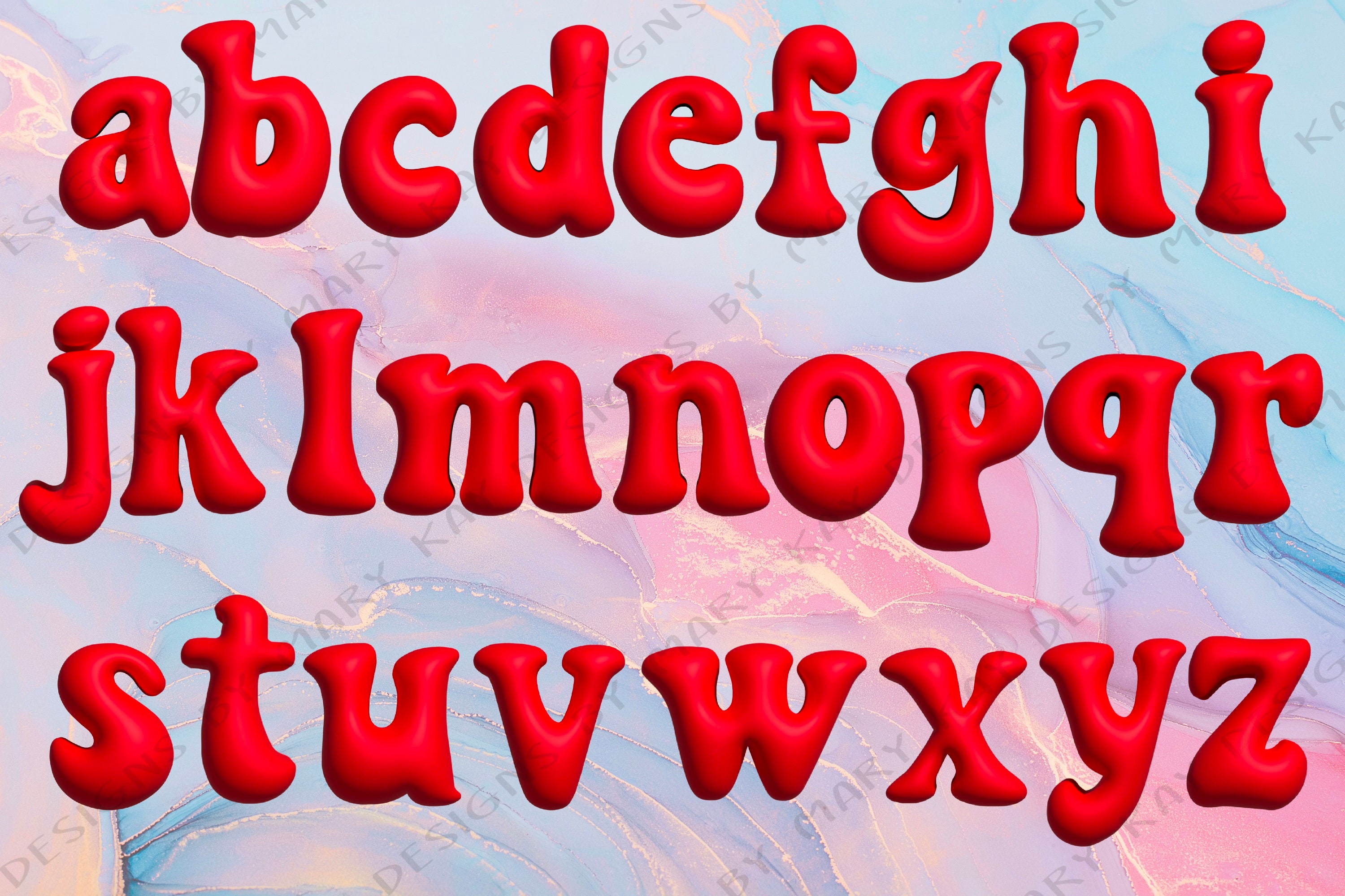 3D Inflated Red Alphabet Retro Font Transparent Pngs - Etsy