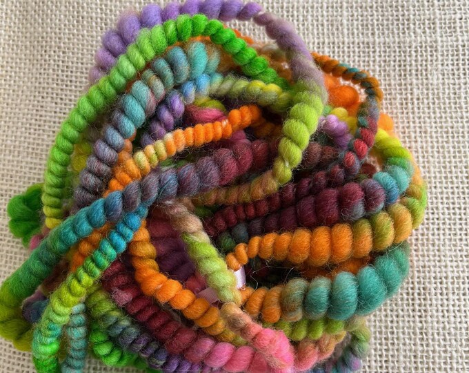 Hand Spun Art Yarn - Summer Colors - Core Spun Coils - Knitting ...