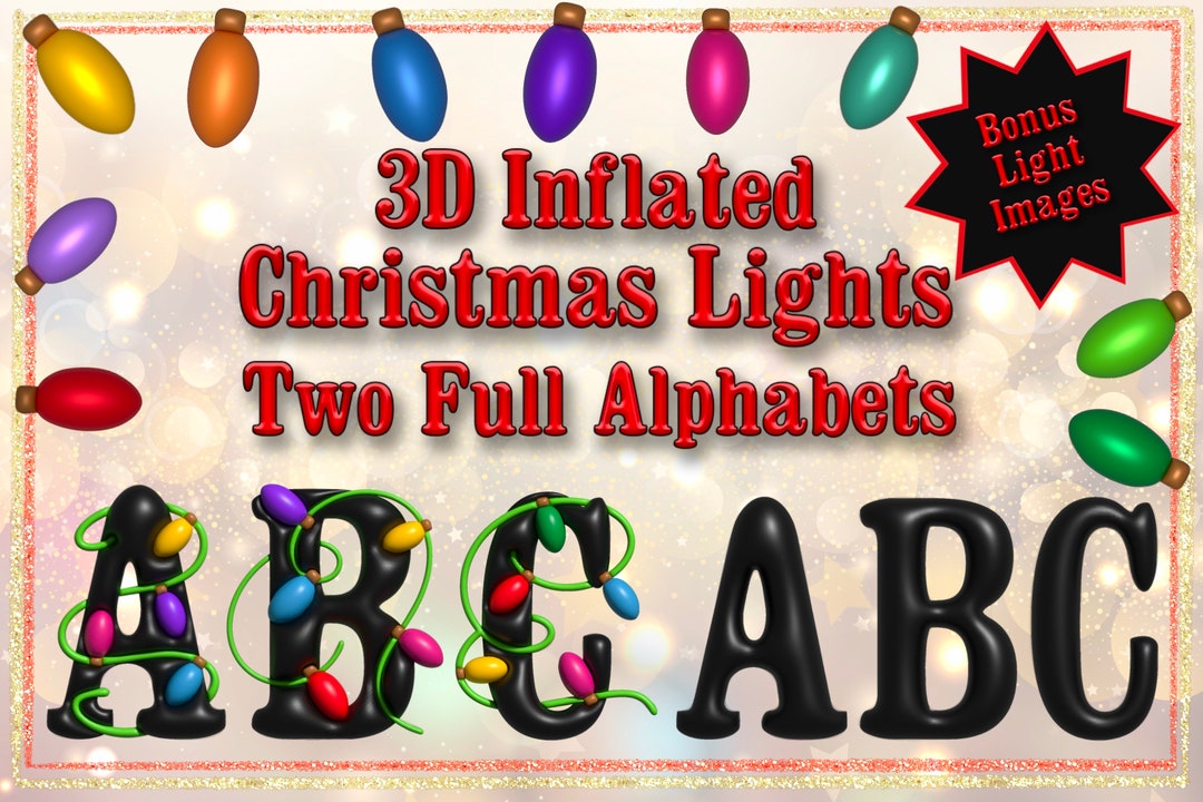 3D Inflated Tangled Christmas Lights Alphabet Two Full Alphabets Plus ...