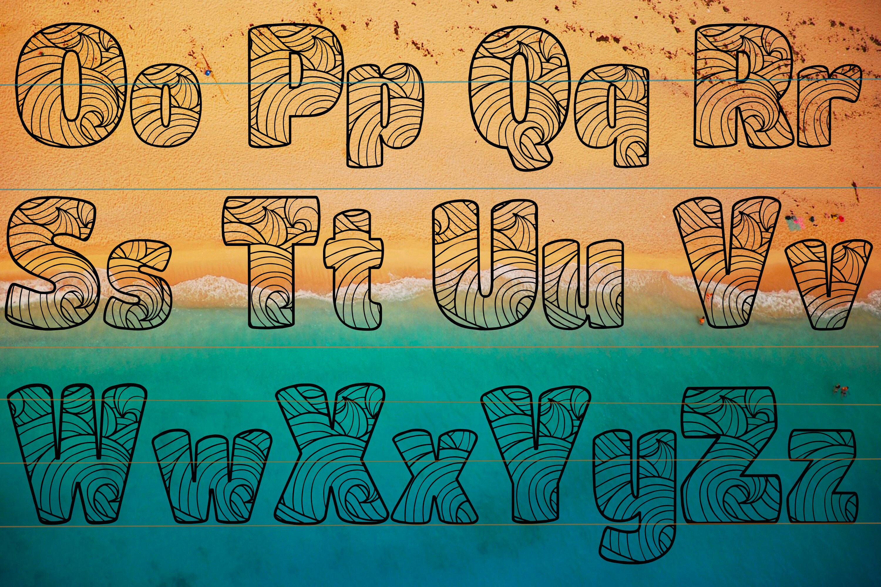 Zentangle Waves Font A Zen Font Otf and Ttf - Etsy