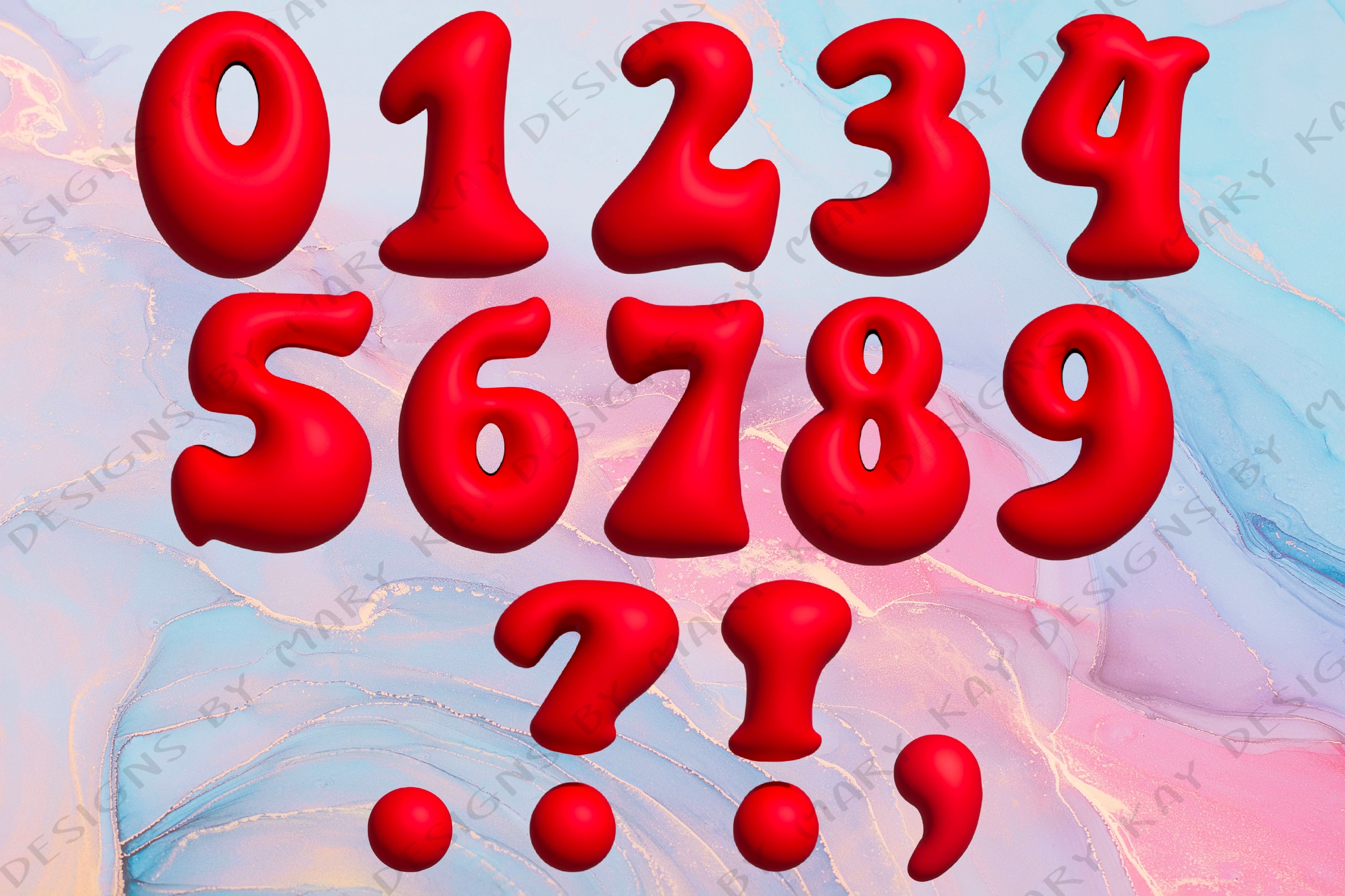 3D Inflated Red Alphabet Retro Font Transparent Pngs - Etsy