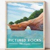 Pictured Rocks, Upper Peninsula, Lake Superior, Michigan Print, Great ...