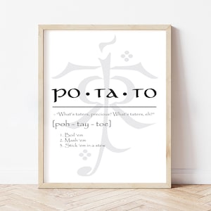Lord of the Rings Poster, Potato Definition Poster, LOTR, Lord of the ...