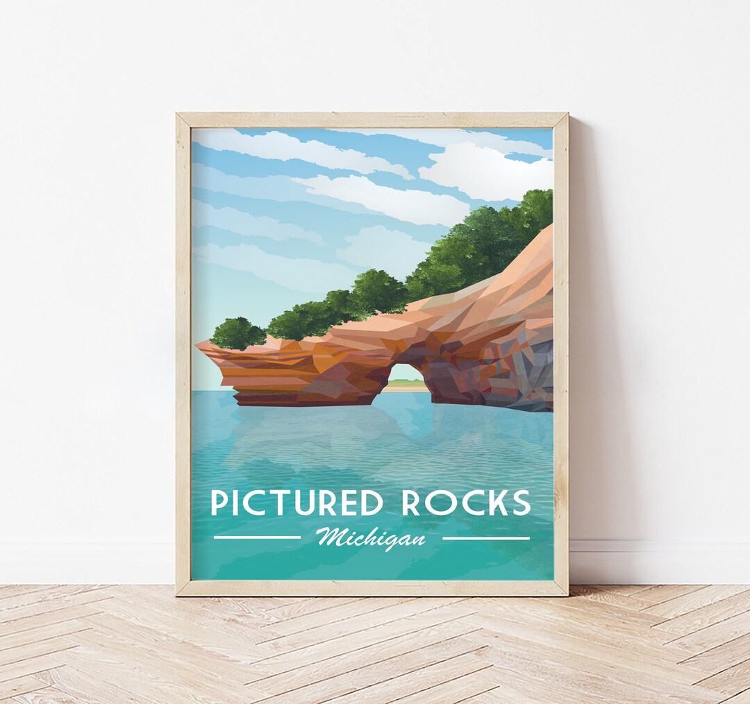 Pictured Rocks, Upper Peninsula, Lake Superior, Michigan Print, Great ...