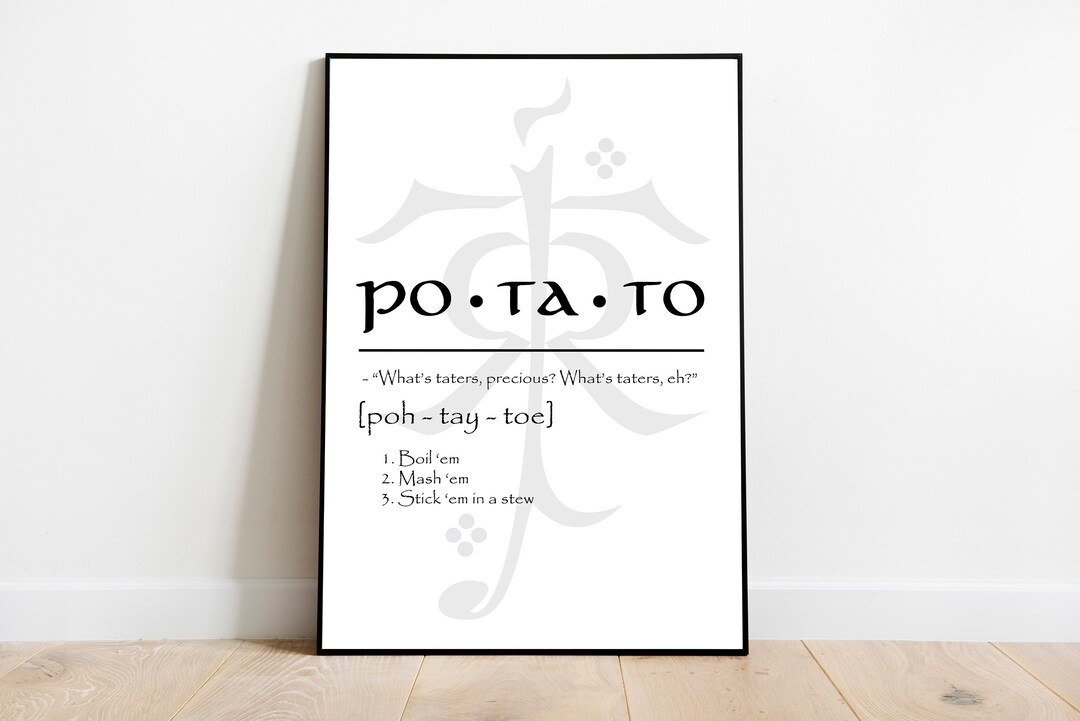 Lord of the Rings Poster Potato Definition Poster LOTR Lord - Etsy