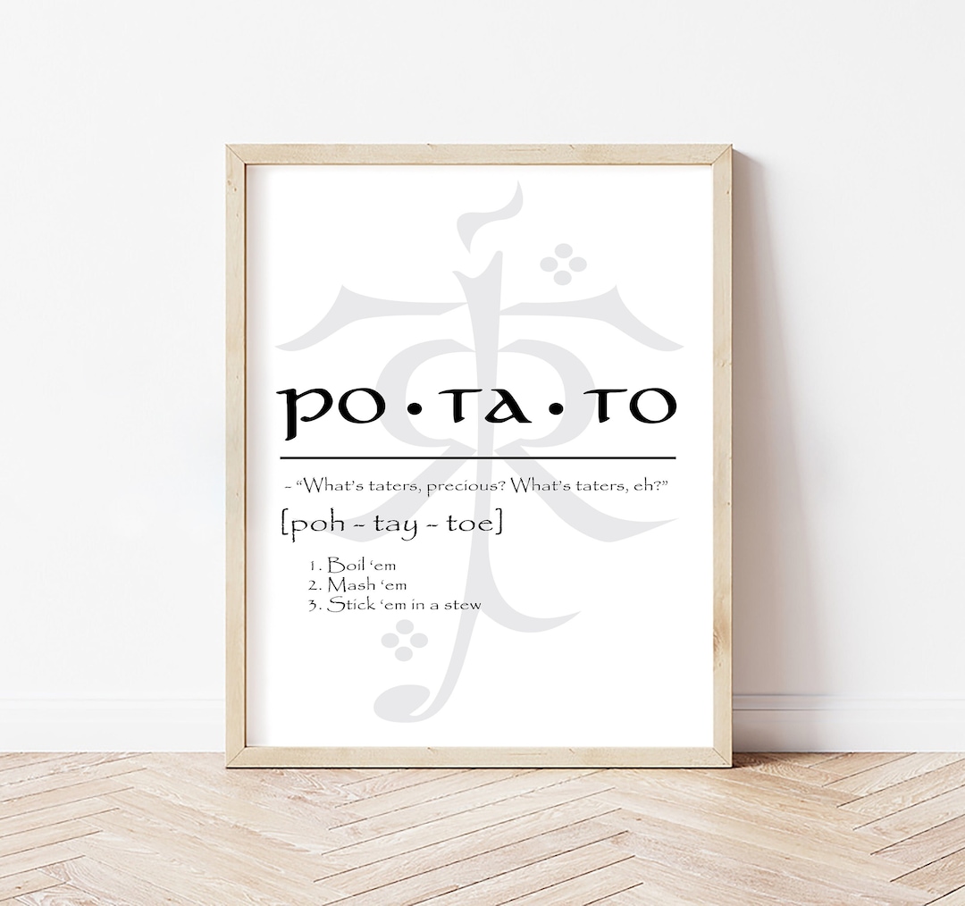 Lord of the Rings Poster, Potato Definition Poster, LOTR, Lord of the ...