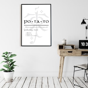 Lord of the Rings Poster, Potato Definition Poster, LOTR, Lord of the ...