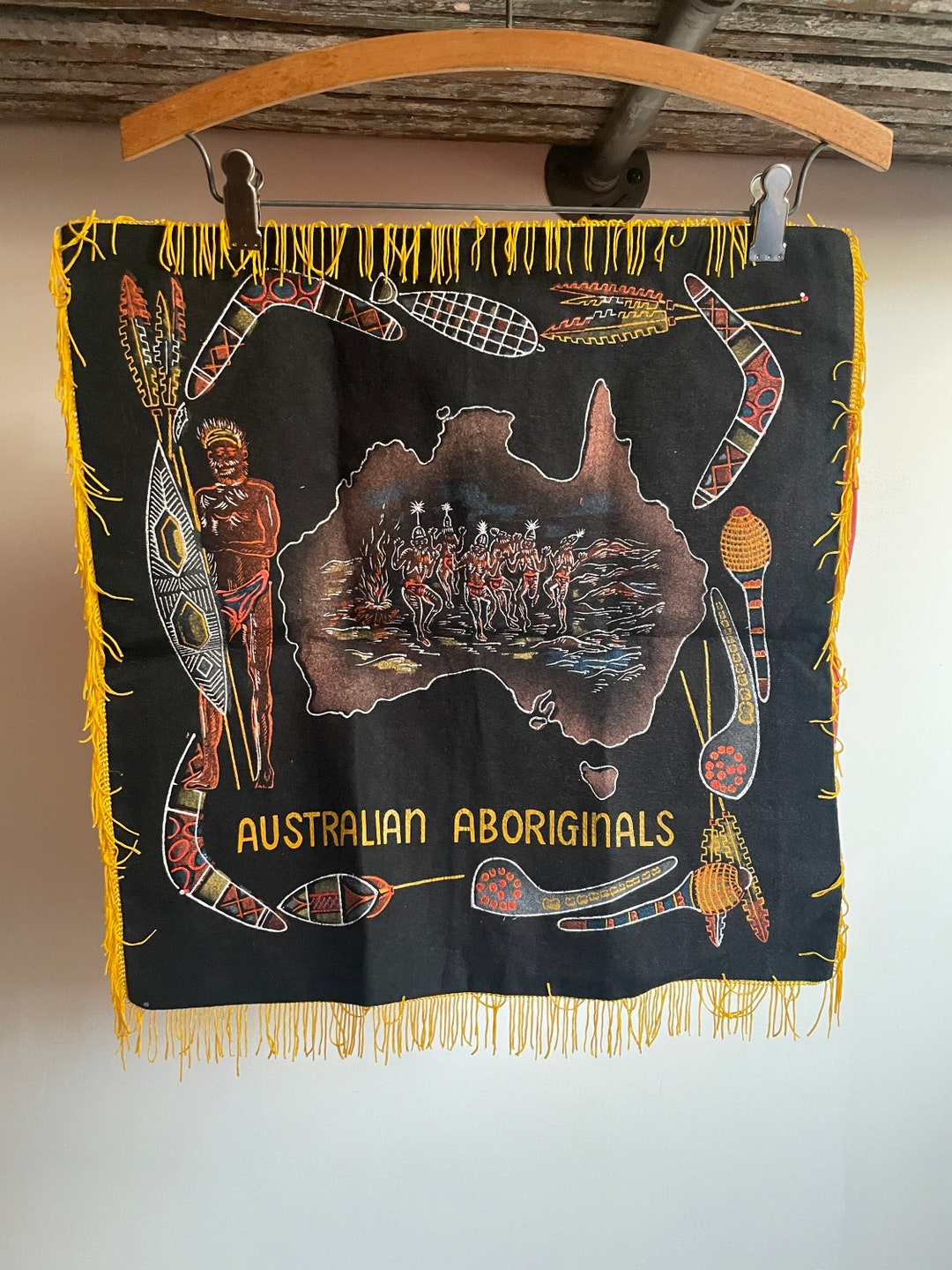 Vintage Australian Aboriginals Wall Hanging. Screen Print Paint on Felt ...