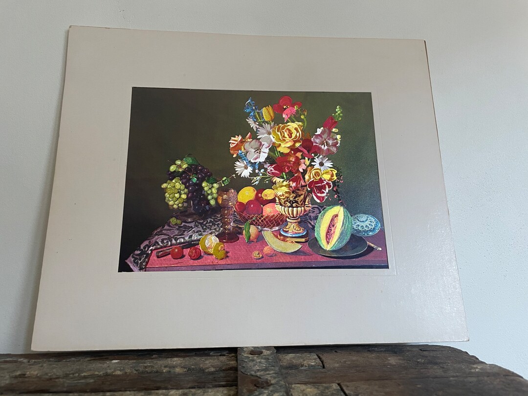 Vintage Matted Metallic Still Life Print. 12 X 10 With Matting ...