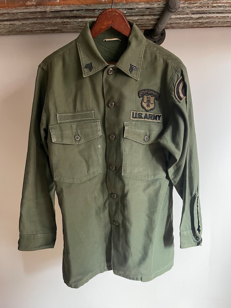 Vintage Vietnam Era U.S. Army Twill Shirt. Size Medium. Corporal Lapel ...