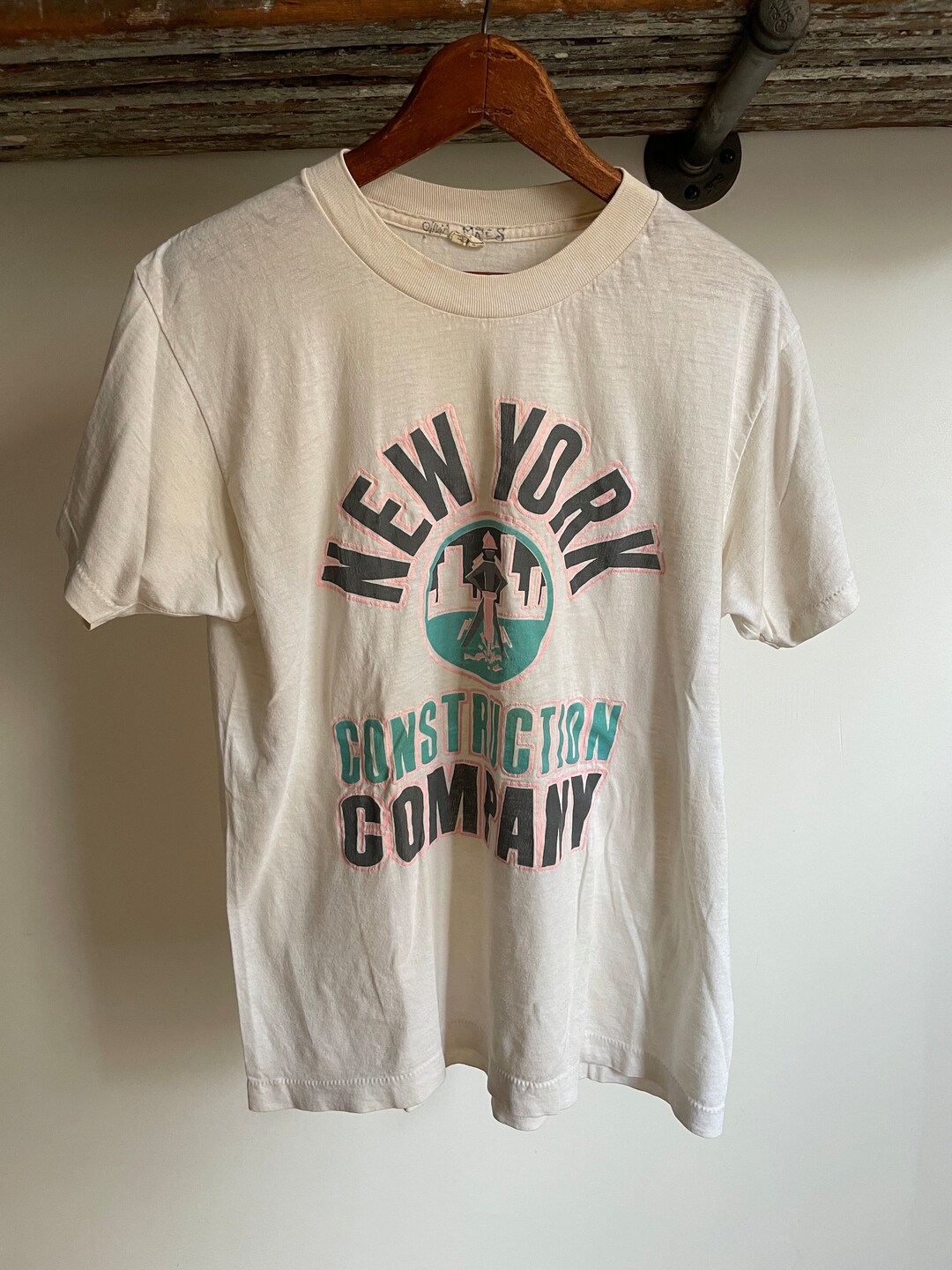 Vintage 80s New York Construction Company T-shirt. by Screen Stars Best ...