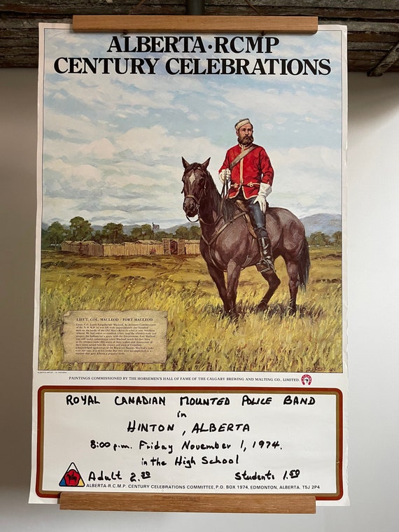 Vintage 1974 Royal Canadian Mounted Police Band Alberta Canada poster ...