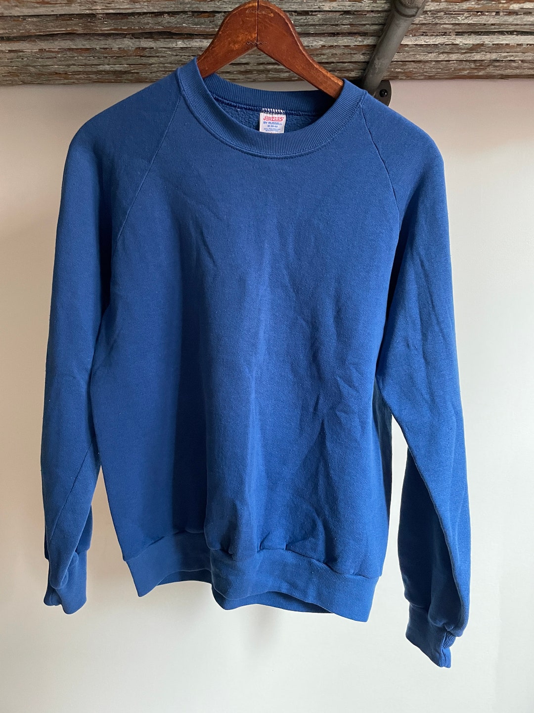 Vintage Blanket Jerzees by Russell Royal Blue Raglan Sleeve Crewneck ...
