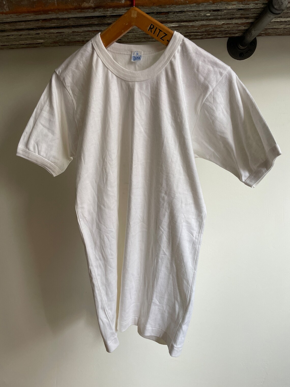 Vintage Lana Mounted Collar Ringer Sleeve Cuff White T-shirt. - Etsy